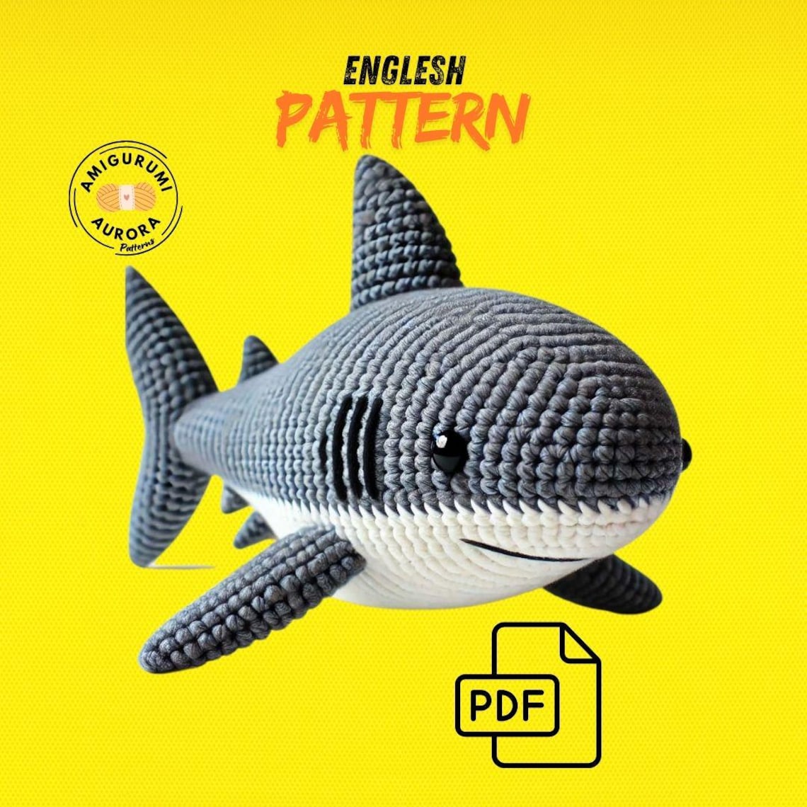 Shark Amigurumi Crochet Pattern PDF, Realistic Sea Animal Toy, DIY ...