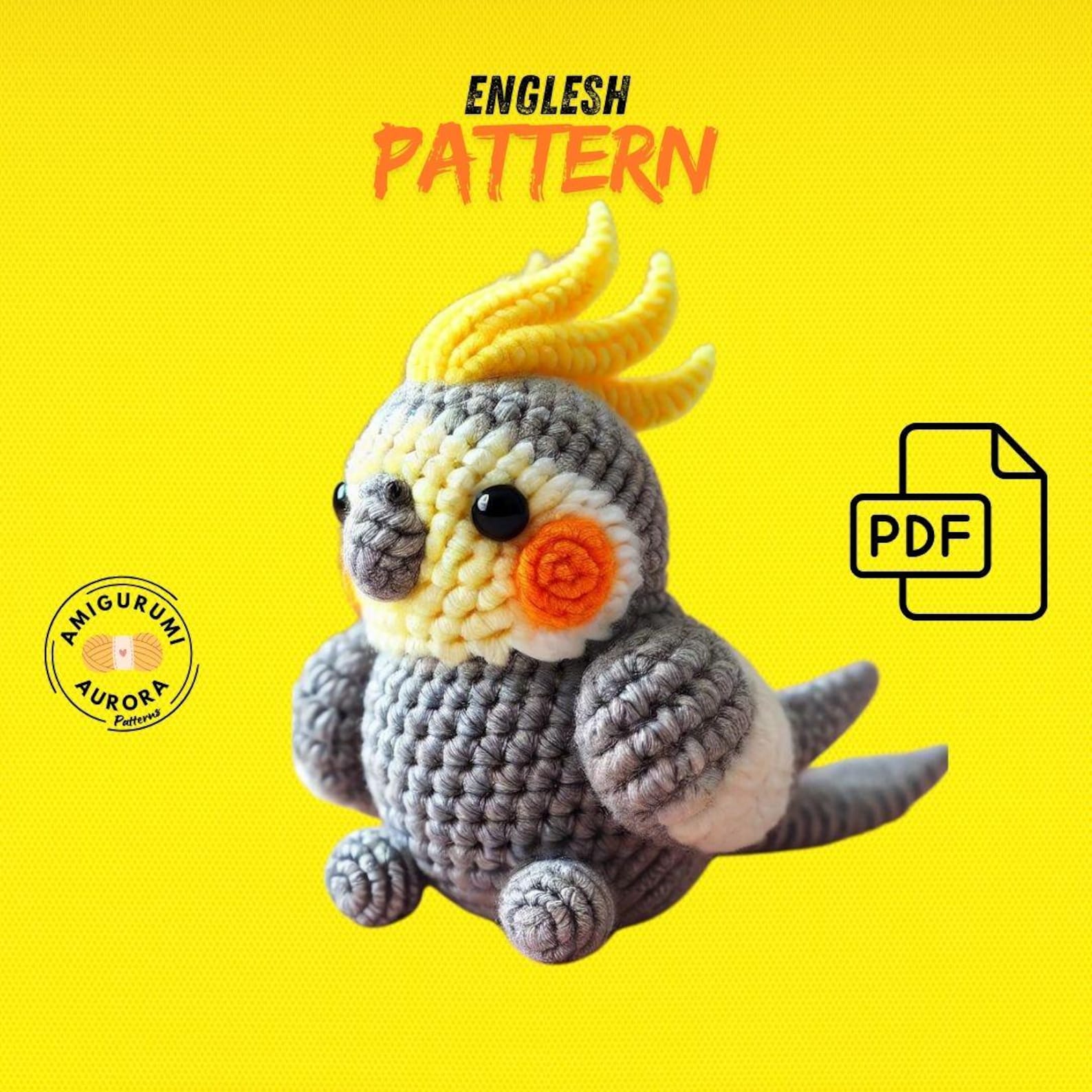 Amigurumi Cockatiel Crochet Pattern PDF, Cute Parrot Plush Toy Tutorial ...