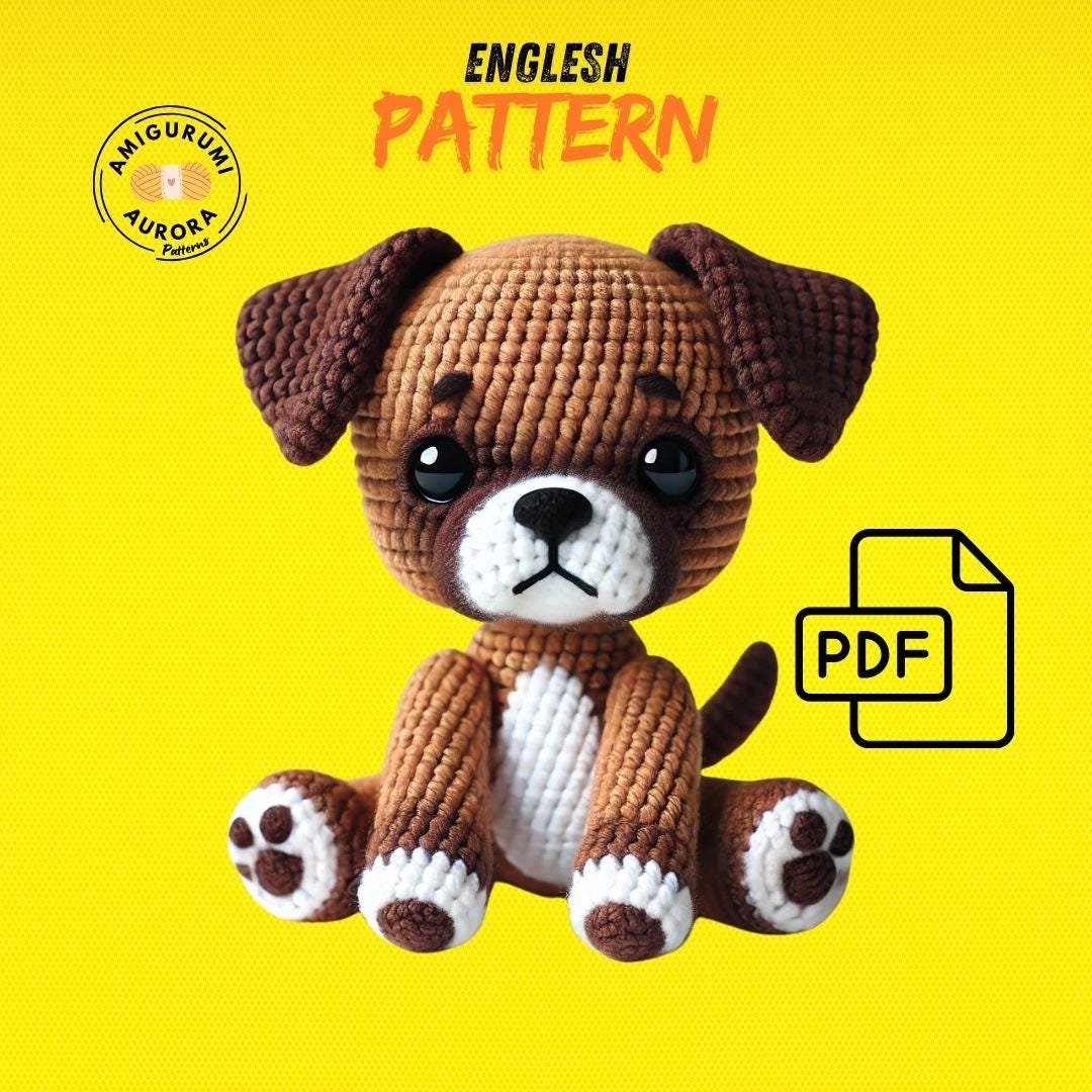 Adorable Boxer Puppy Amigurumi Crochet Pattern PDF, DIY Plushie Toy in ...