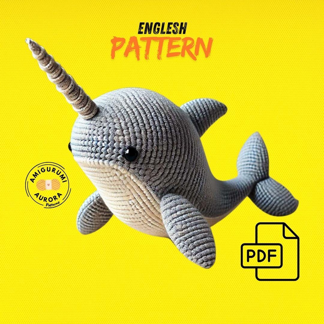Narwhal Amigurumi Crochet Pattern PDF, Realistic Whale Toy, DIY ...