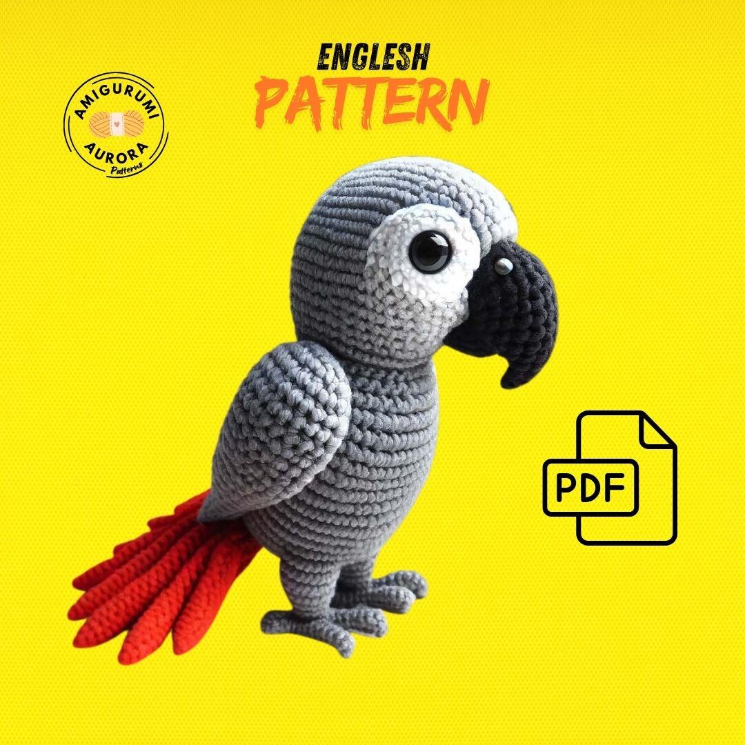 Amigurumi African Grey Parrot Crochet Pattern – Realistic DIY Crochet ...