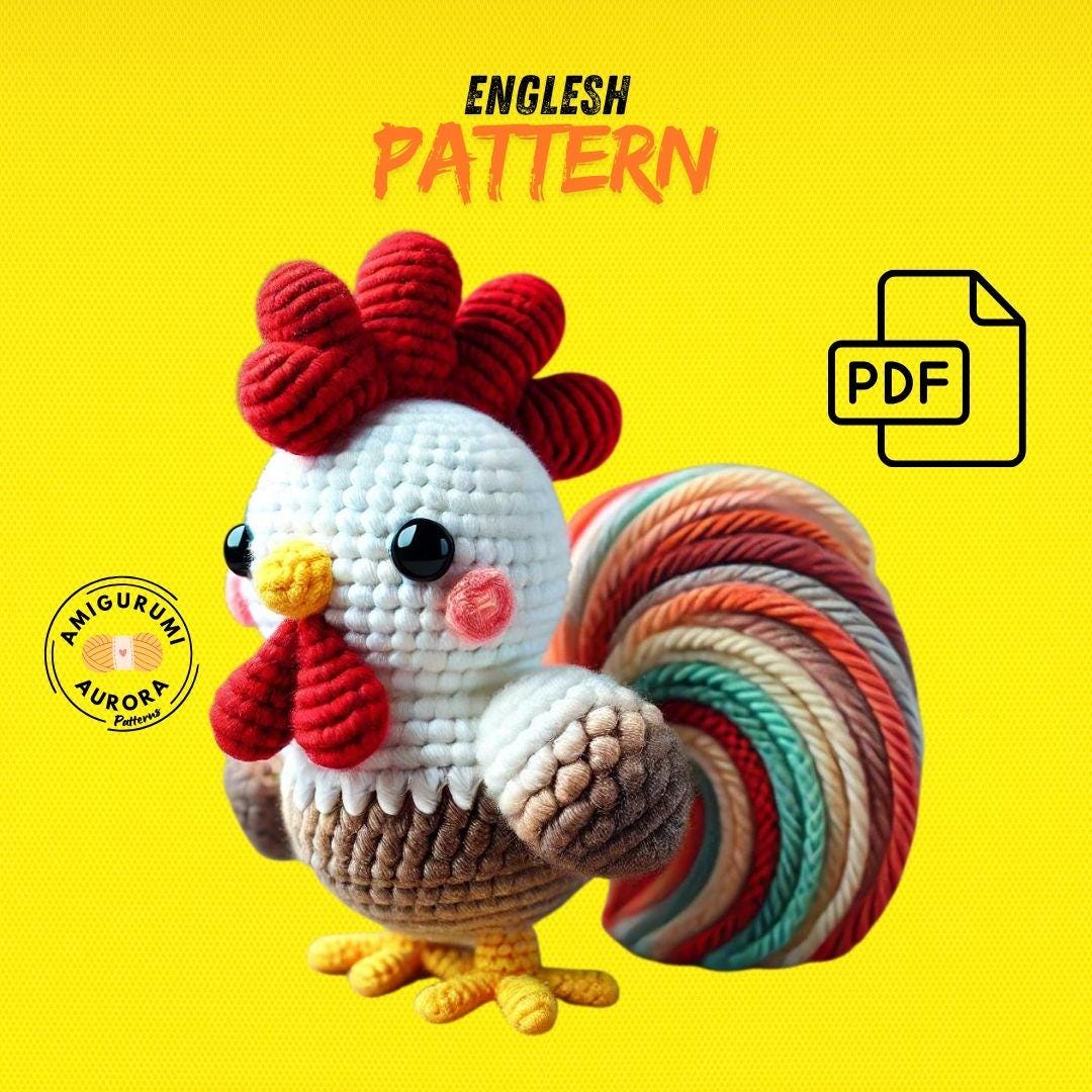 Rooster Crochet Pattern Pdf Amigurumi Rooster Toy Tutorial Cute