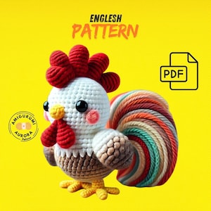 Rooster Crochet Pattern PDF - Amigurumi Rooster Toy Tutorial, Cute Handmade Plush, DIY Crochet ...