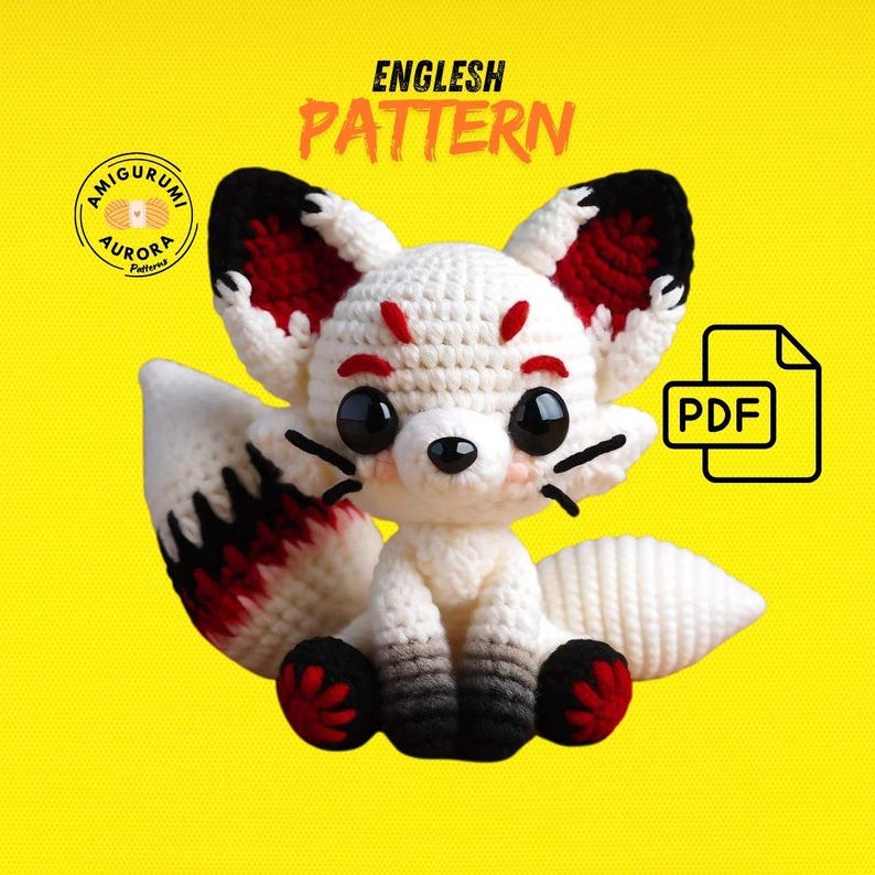 Kitsune Amigurumi Crochet Pattern PDF, Japanese Fox Crochet Toy Tutorial, DIY Handmade Fox Plush ...
