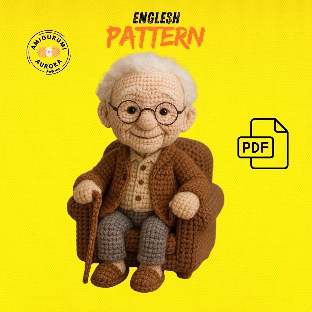 Grandpa Amigurumi Crochet Pattern PDF – Elderly Man Plush With Armchair ...