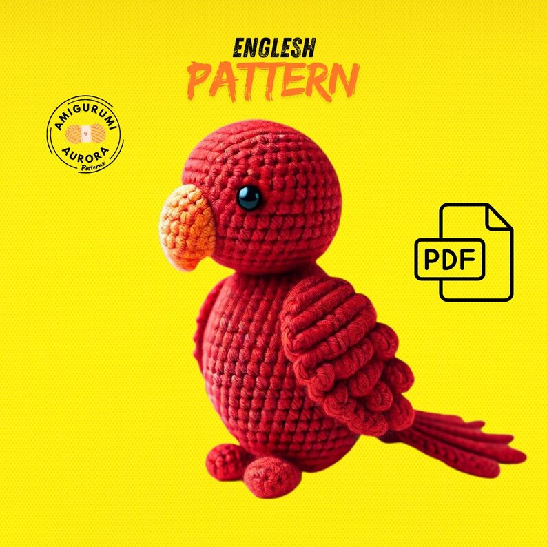 Eclectus Parrot Amigurumi Crochet Pattern PDF, Realistic Bird Toy, DIY ...