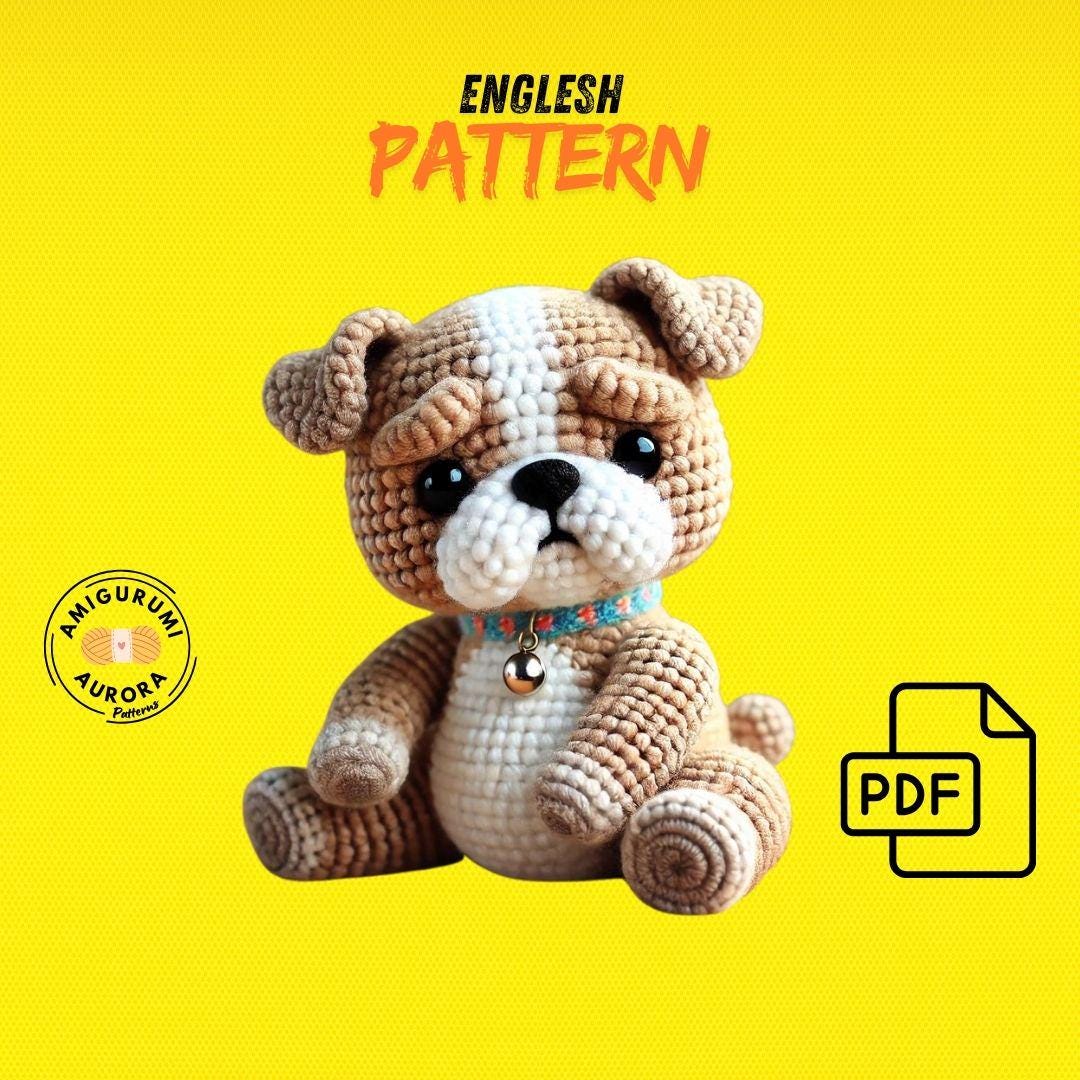 English Bulldog Amigurumi Crochet Pattern PDF, Cute Puppy DIY Plush Toy ...