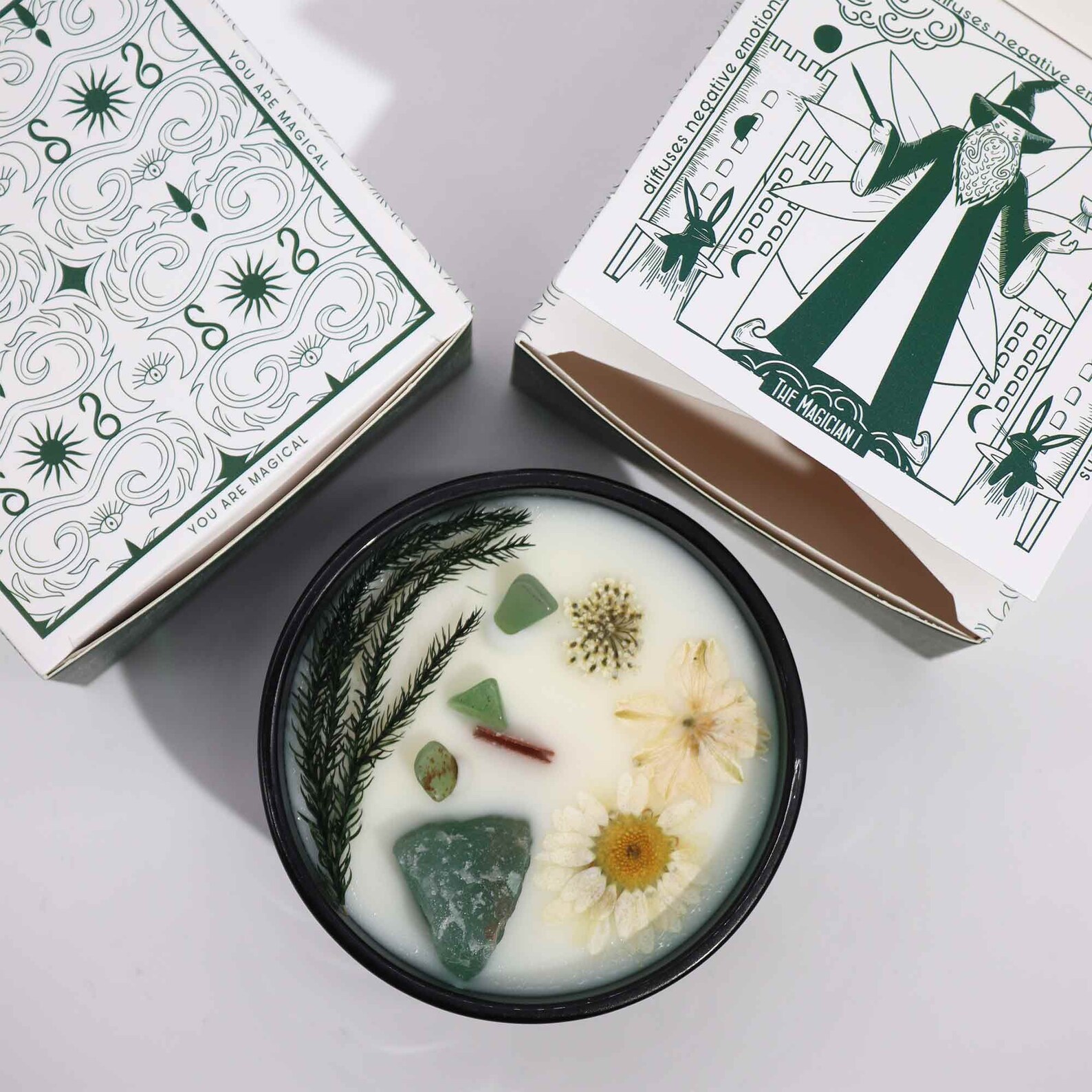 Hop Hare Crystal Magic Flower Candles - the Magician - Etsy UK