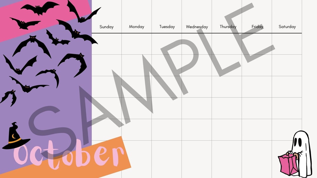 Spooky October Month Calendar JPEG - Etsy