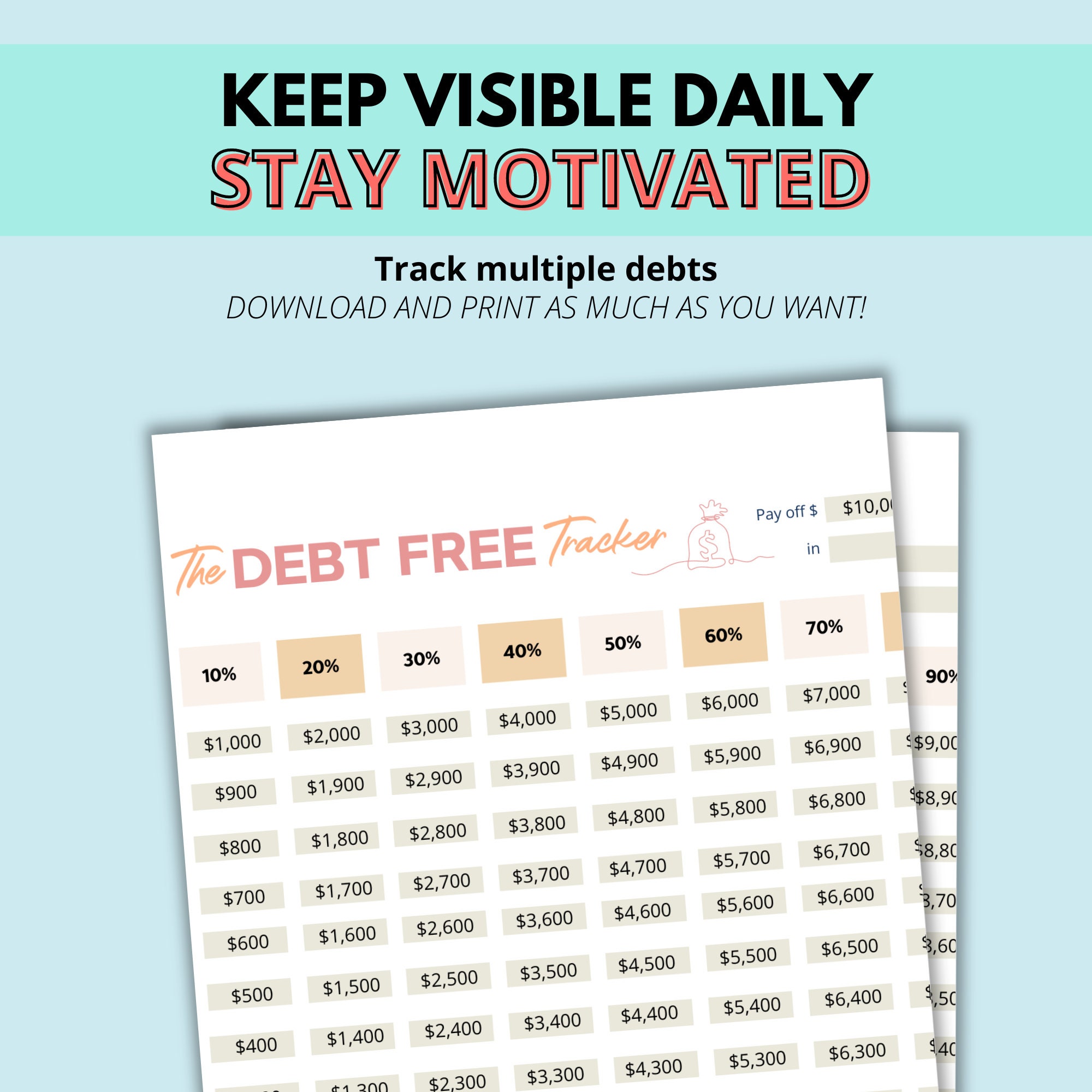 Debt Payoff Tracker, Debt Free Tracker, Debt Tracker Digital, Printable ...