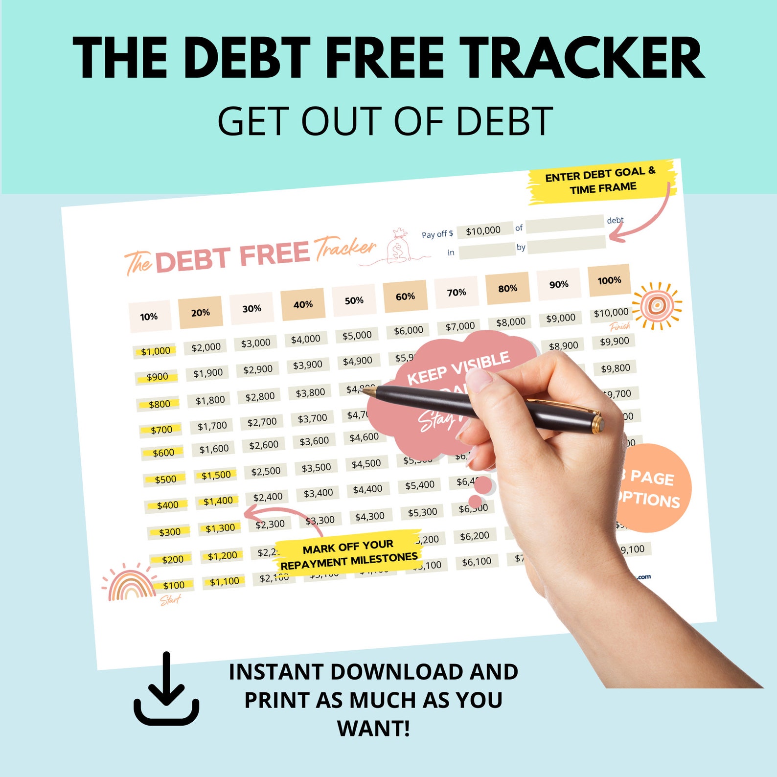 Debt Payoff Tracker, Debt Free Tracker, Debt Tracker Digital, Printable ...