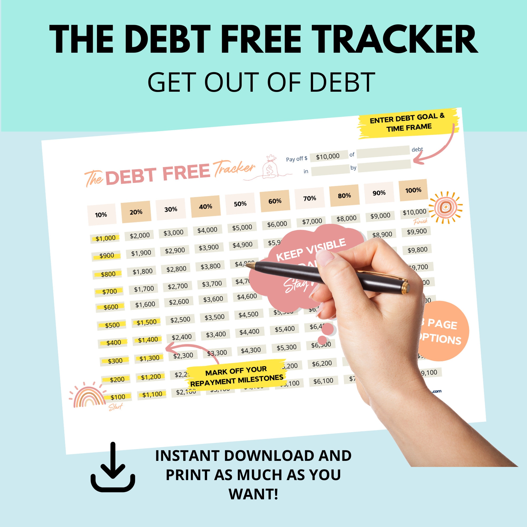 Debt Payoff Tracker, Debt Free Tracker, Debt Tracker Digital, Printable ...