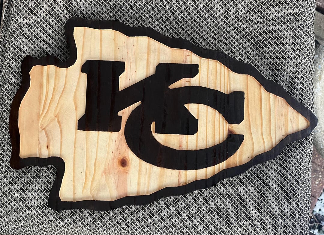 Kansas City Chiefs 3-D Logo Wood Sign Sealed Natural Wood Finish ...