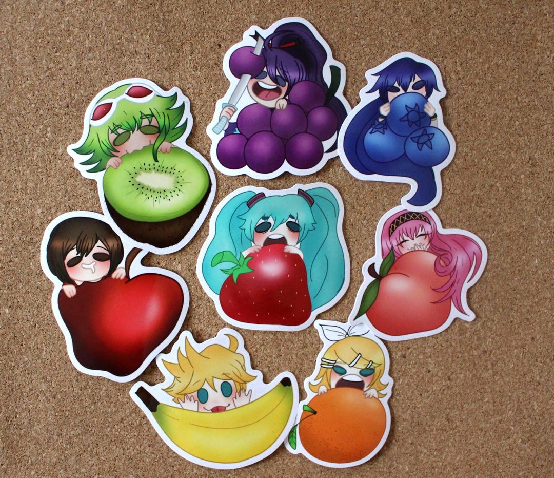 Vocaloid Hatsune Miku Fruit Salad Cute Vinyl Glossy Stickers (miku, Rin ...