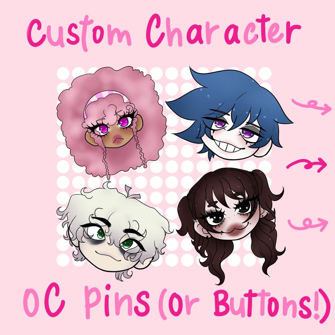 Custom OC Character Pins/buttons for Ita Bags - Etsy