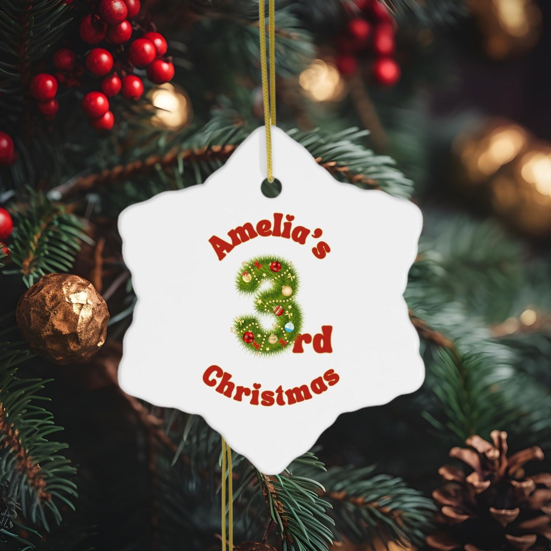 Personalized Christmas Ornament for Kids Girl Third Christmas - Etsy