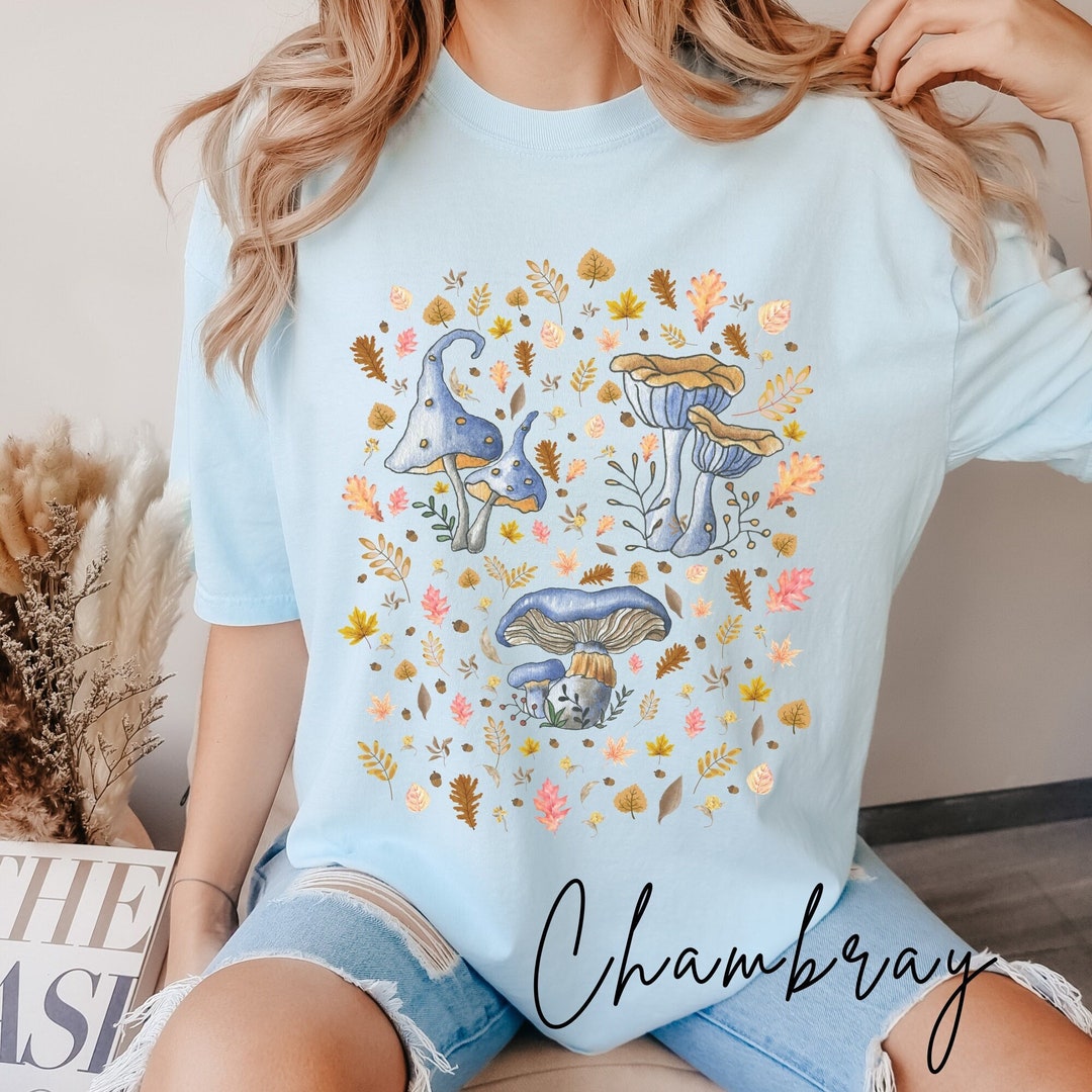 Blue Mushrooms Shirt, Cottagecore Clothes, Fairycore Clothing for Women ...