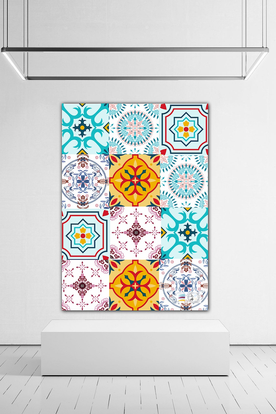Multicolour Mosaic Tile Pattern Art Poster, Wall Art Print, Abstract ...