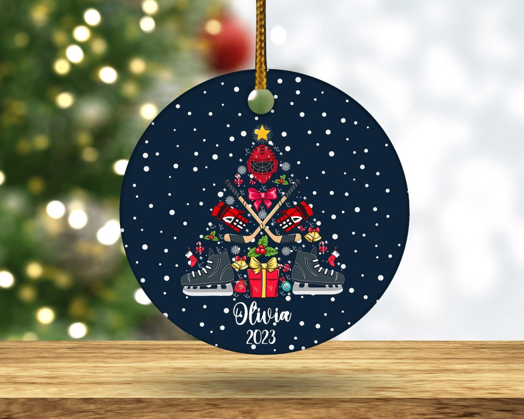 Hockey Tree Christmas Ornament Personalized Hockey Christmas - Etsy