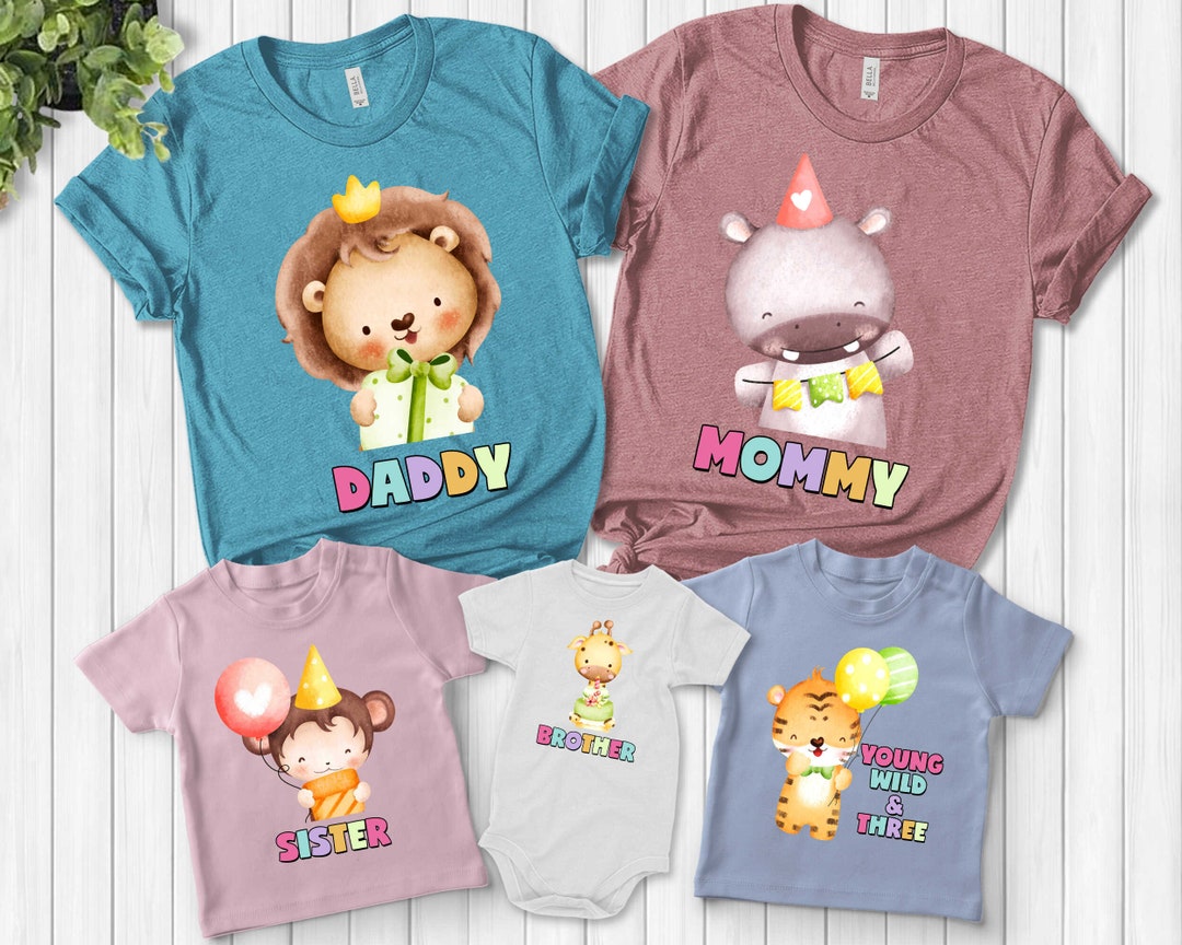 Young Wild and Three Shirt Party Animal Tee Safari Animals - Etsy