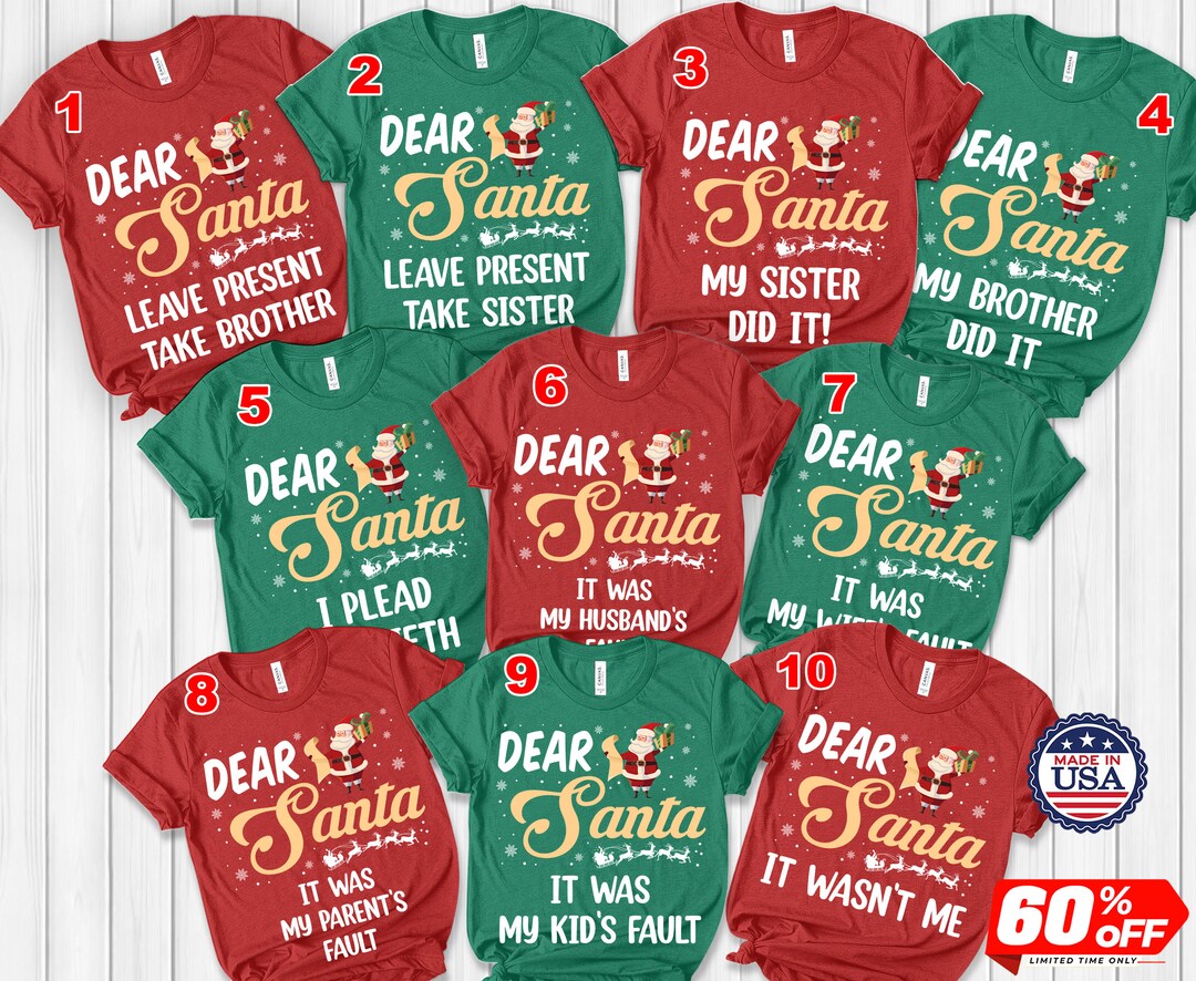 Custom Dear Santa Christmas Family Shirtsdear Santa - Etsy