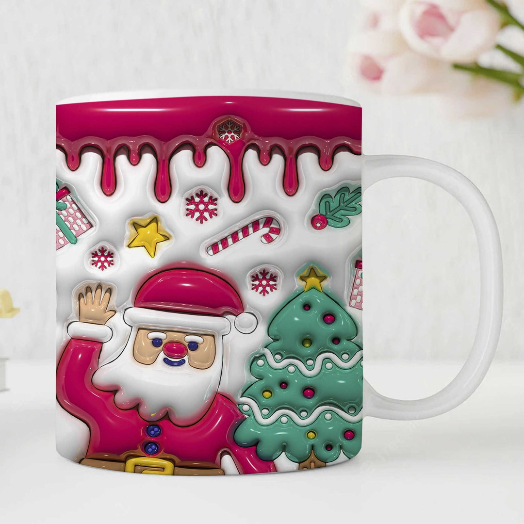Santa Claus Puffy Xmas Mug3d Christmas Coffee Vibes Inflated - Etsy