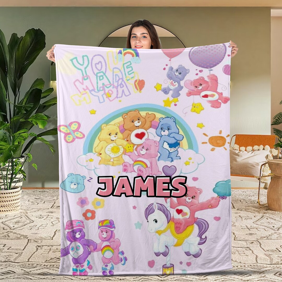 Personalized Care Bears Velvet Blanket Group Characters - Etsy