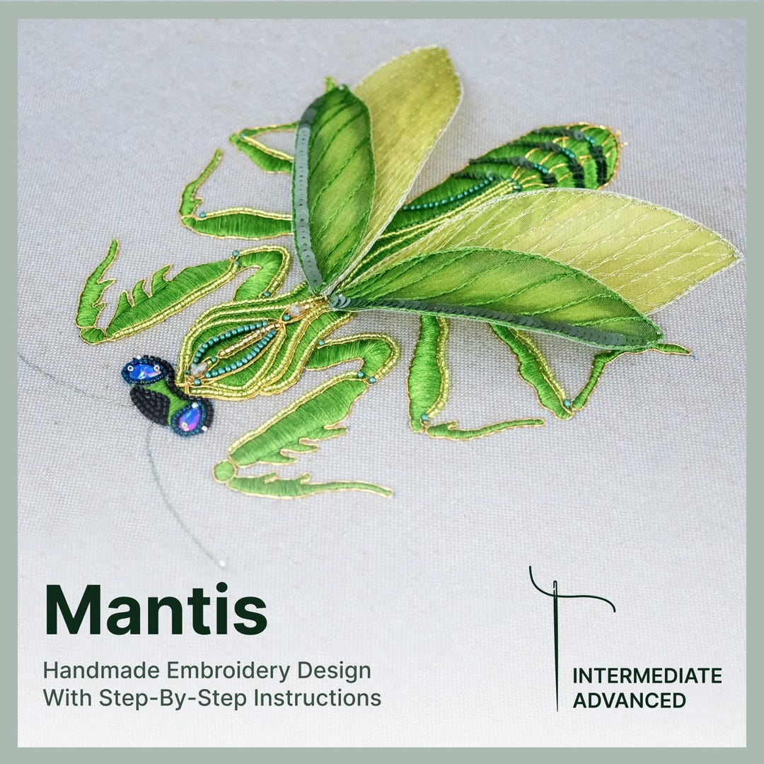 Mantis. Handmade Embroidery Design With Step-by-step Instructions. PDF ...