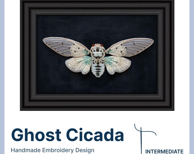 Ghost Cicada. Handmade Embroidery Design With Step-by-step Instructions ...