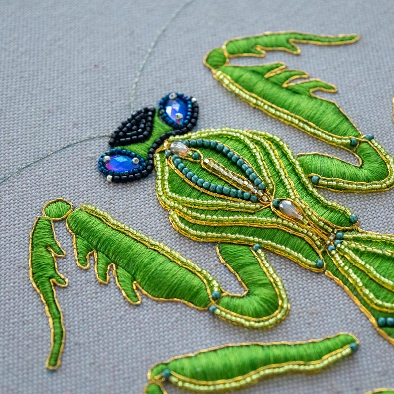 Mantis. Handmade Embroidery Design With Step-by-step Instructions. PDF ...