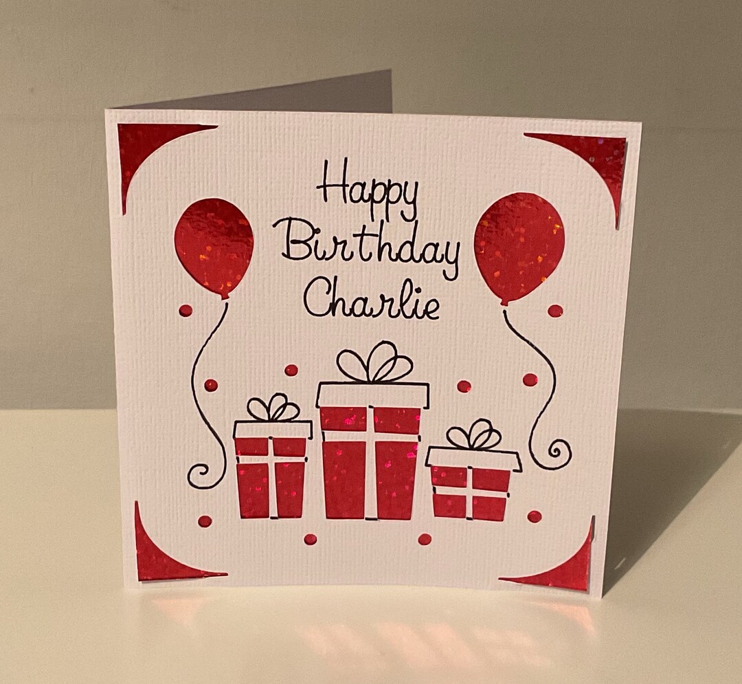 Happy Birthday Personalised Red Greeting Card (physical Product) - Etsy
