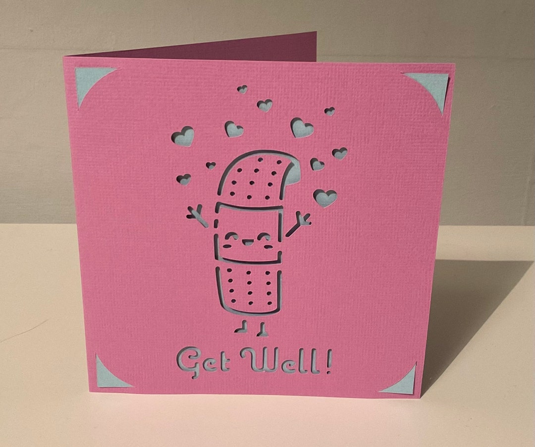 Get Well Soon Pink Greeting Card (physical Product) - Etsy