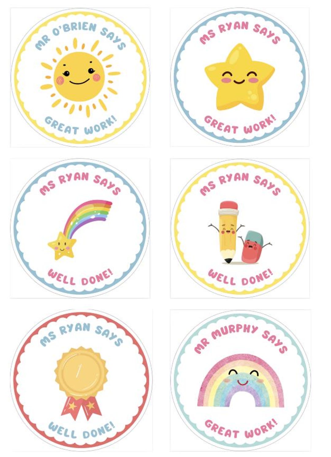 Personalised Teacher Reward Stickers – (36) Custom Name Stickers ...