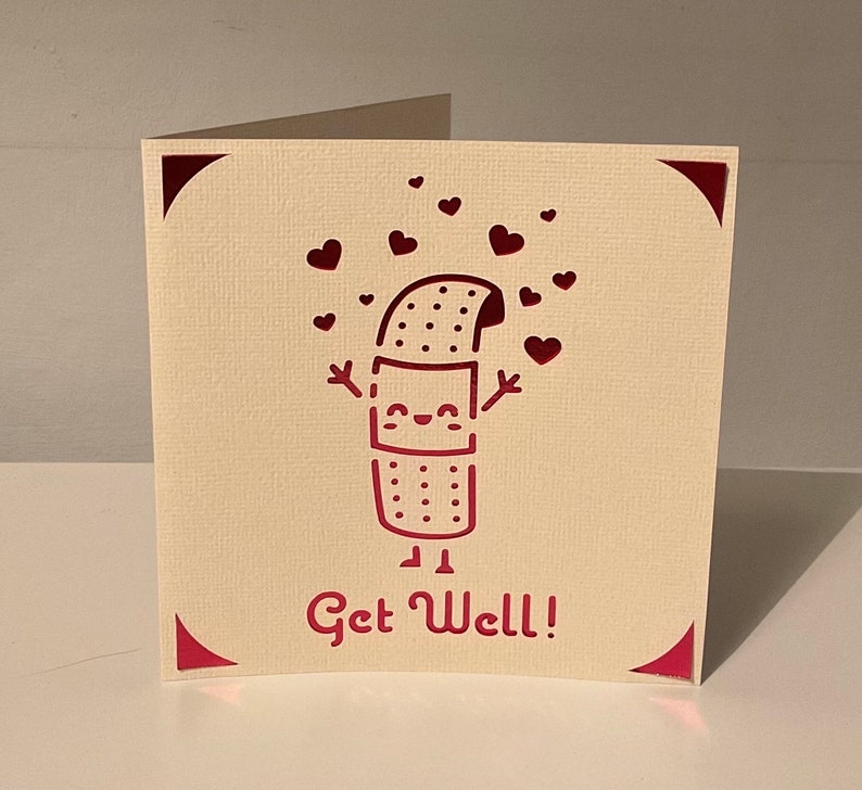 Get Well Soon Cream/red Greeting Card physical Product - Etsy