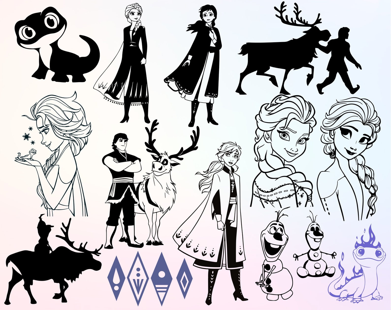 40 Designs Frozen Svg Bundle Layered Item, Frozen Elsa Clipart, Cricut ...