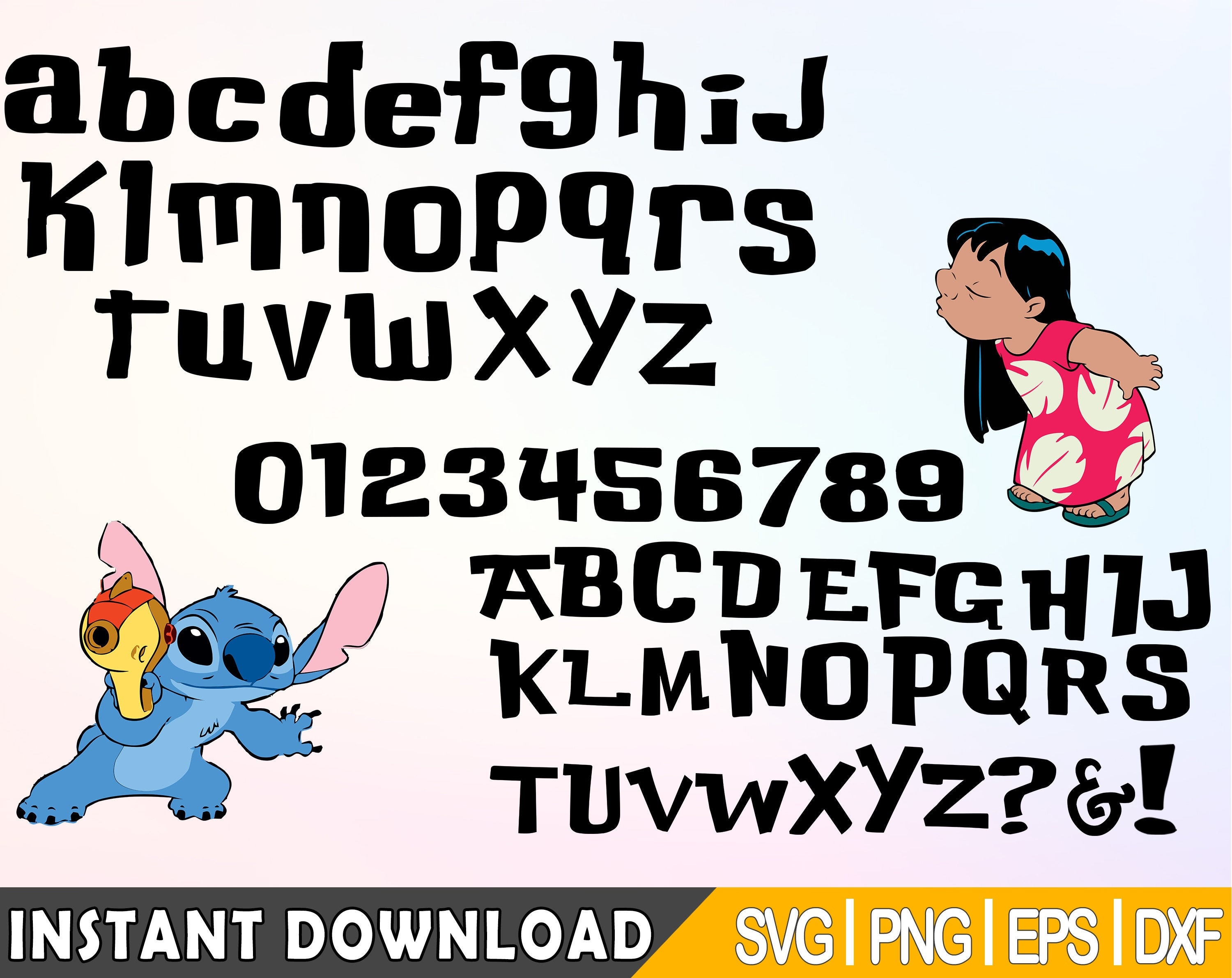 62 Files Lilo and Stitch Font Cartoon Letters Numbers SVG - Etsy Australia