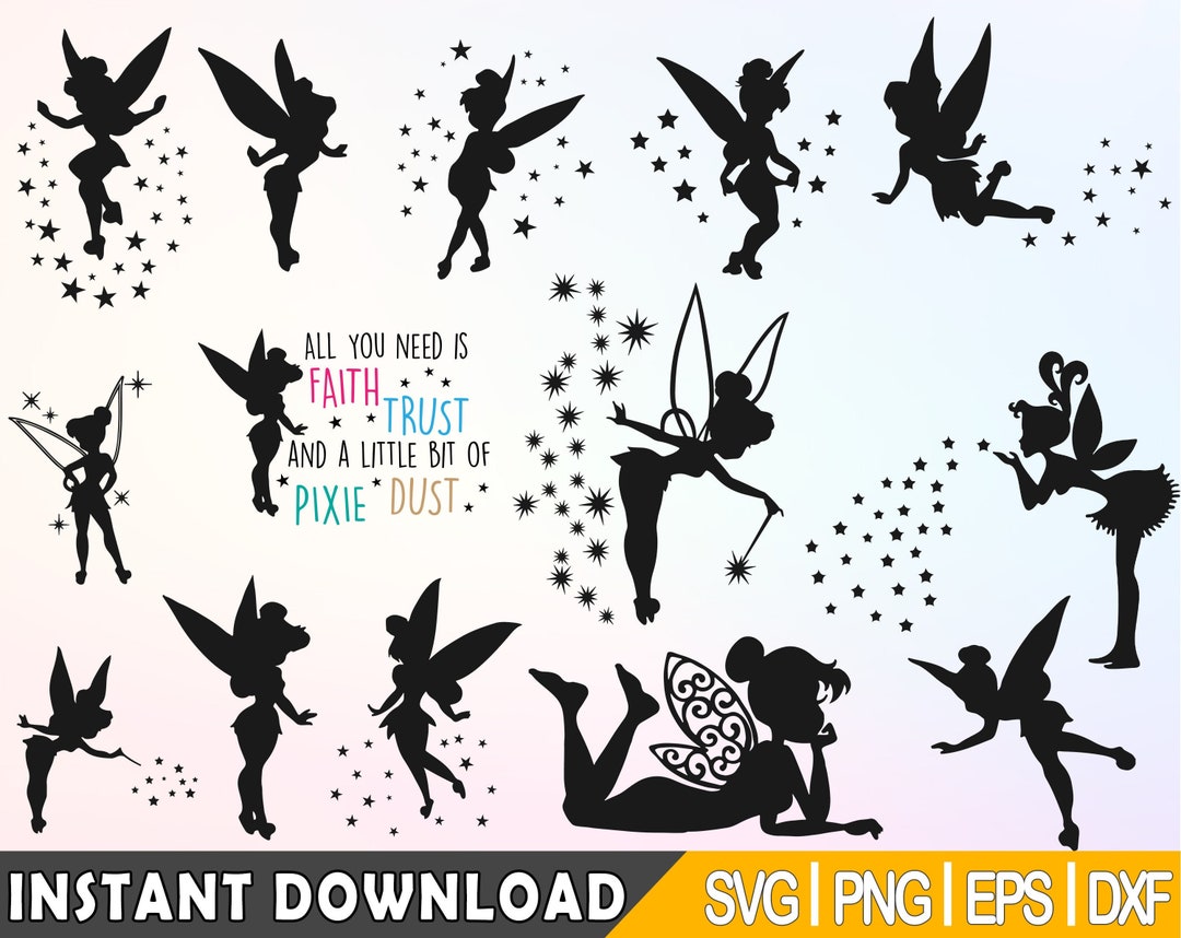 10 Designs Tinkerbell Svg Bundle Layered Item, Tinker Bell Clipart ...
