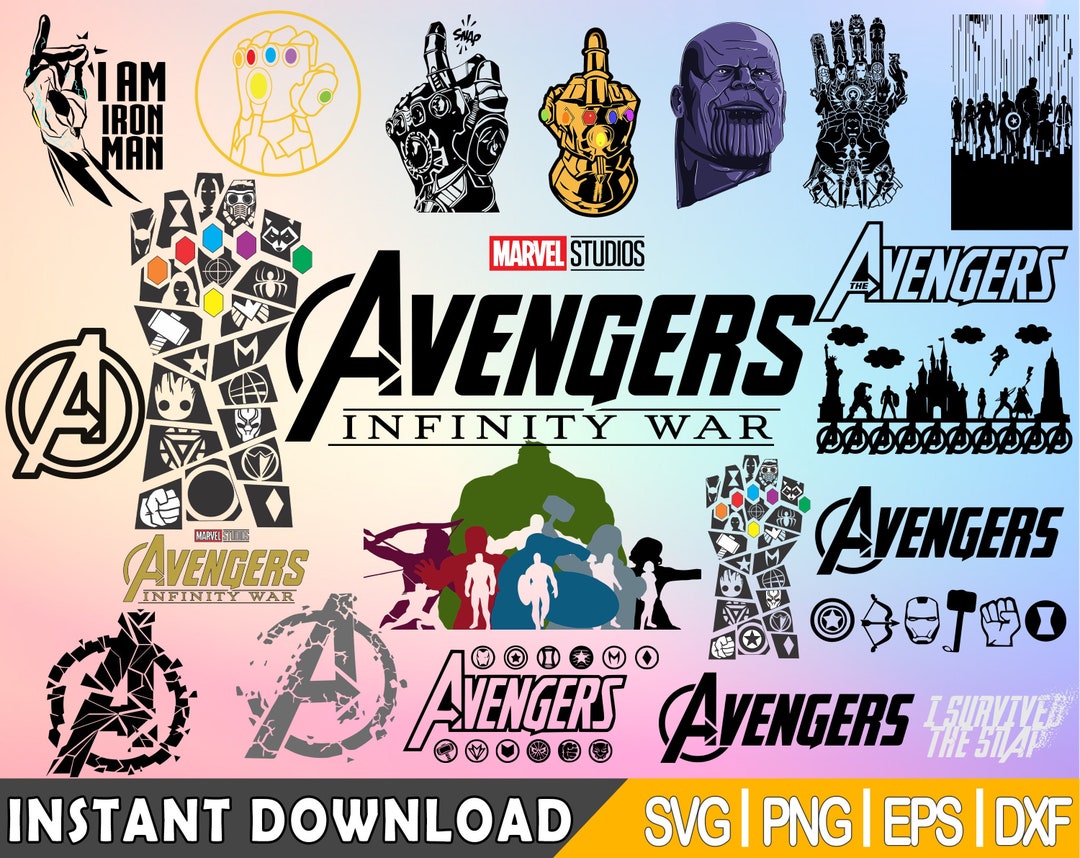 20 Avengers SVG , Cutting Files Eps Dxf Png Ai, Cricut Silhouette, Wall ...
