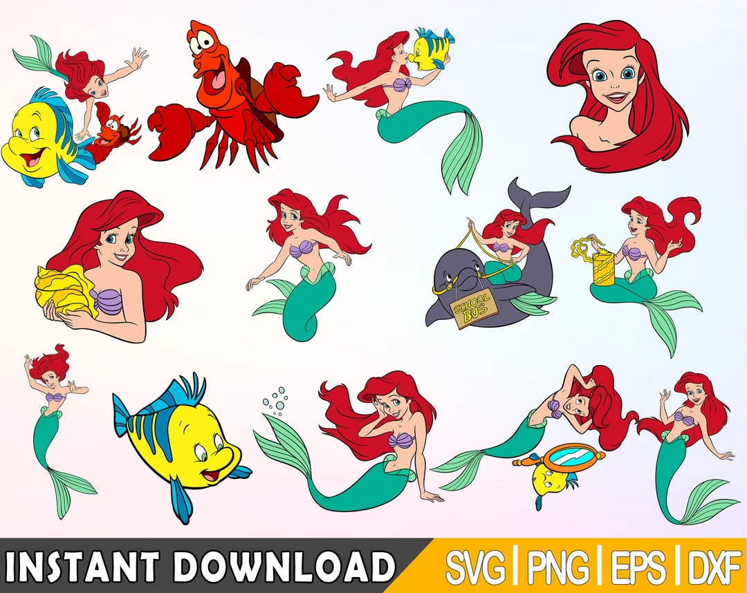 13 the Little Mermaid Svg Bundle Layered Item, Ariel Clipart, Cricut ...