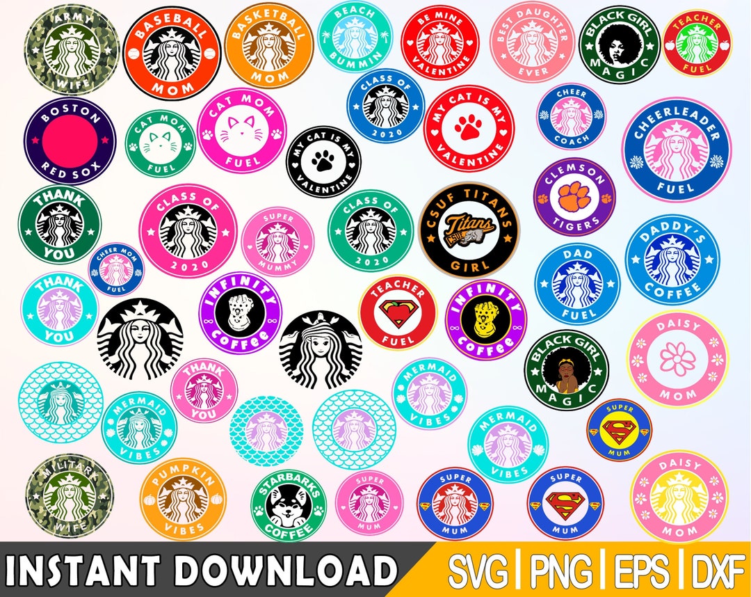 45 Desings Starbucks for Tumbler Svg Bundle Layered Item, Clipart ...
