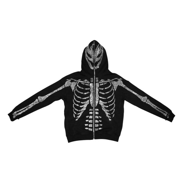 Skeleton Rhinestone Hoodies - Etsy
