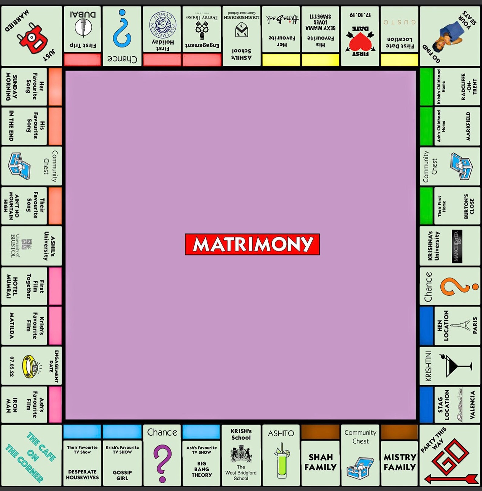 Monopoly Board Inspired Wedding Table Plans - Personalised Seating ...