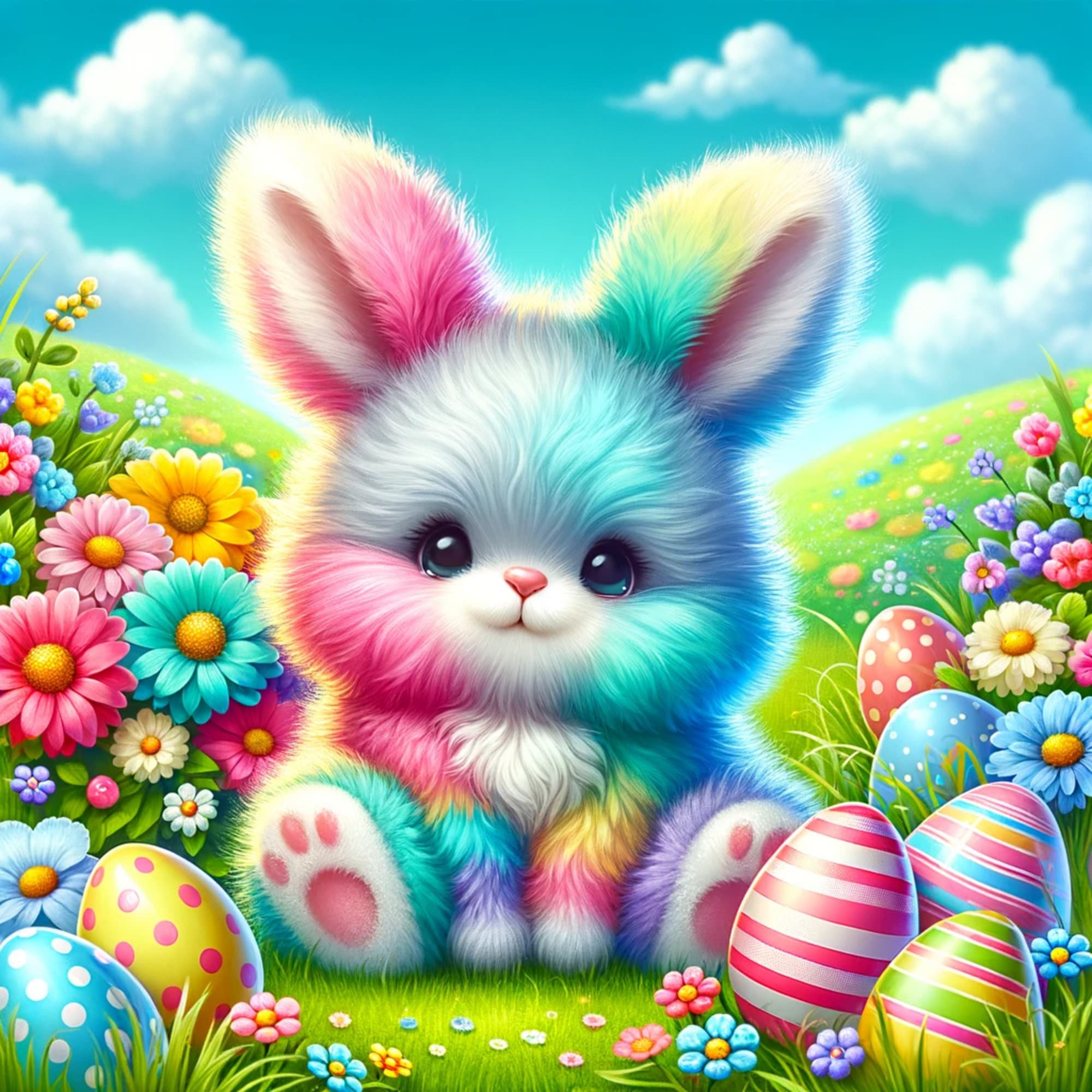 Watercolor Cute Easter Bunny Clipart, JPG Easter Egg, Easter Basket ...