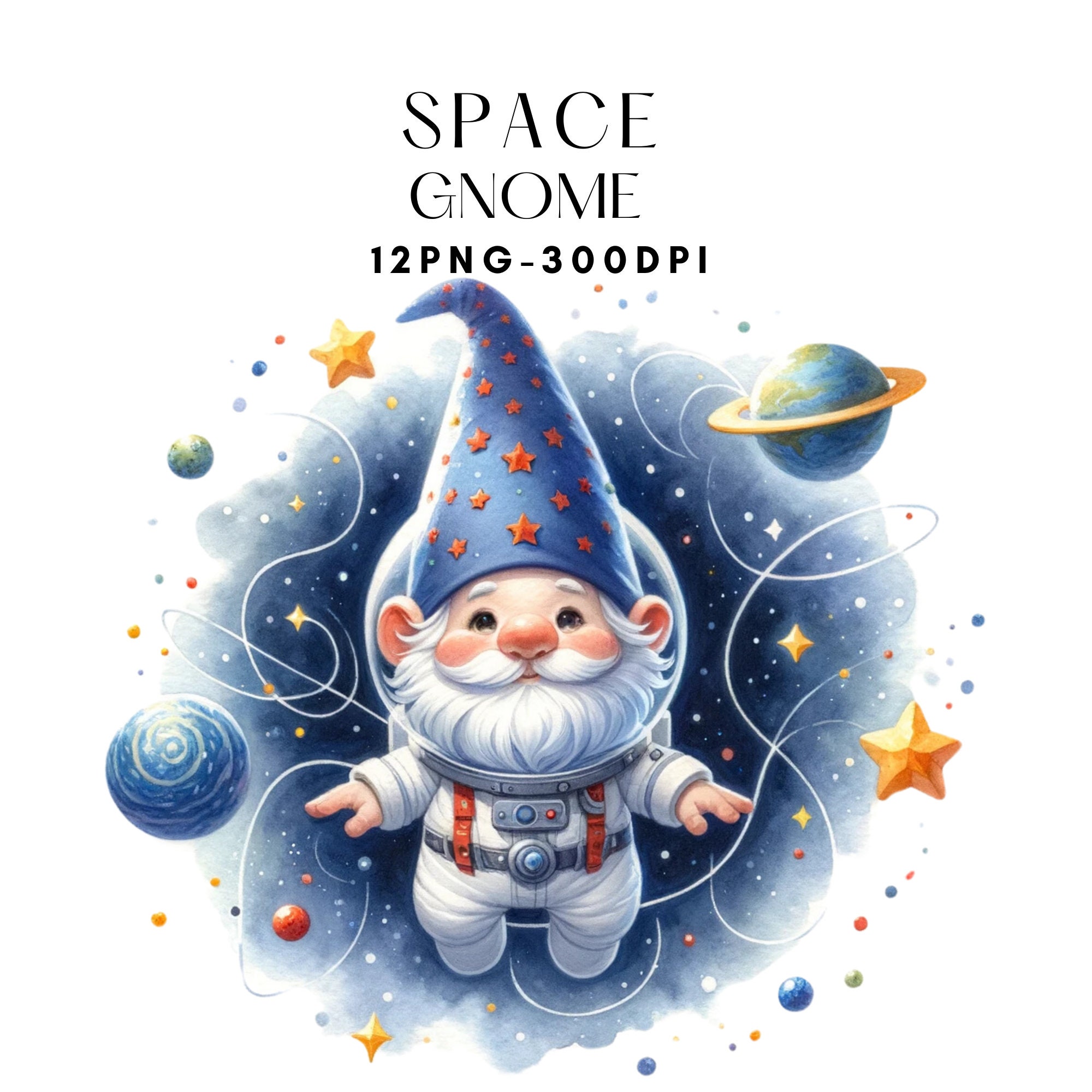 Watercolor Space Gnomes, Space Gnomes Png, Rocket Gnome, Cute Gnomes ...