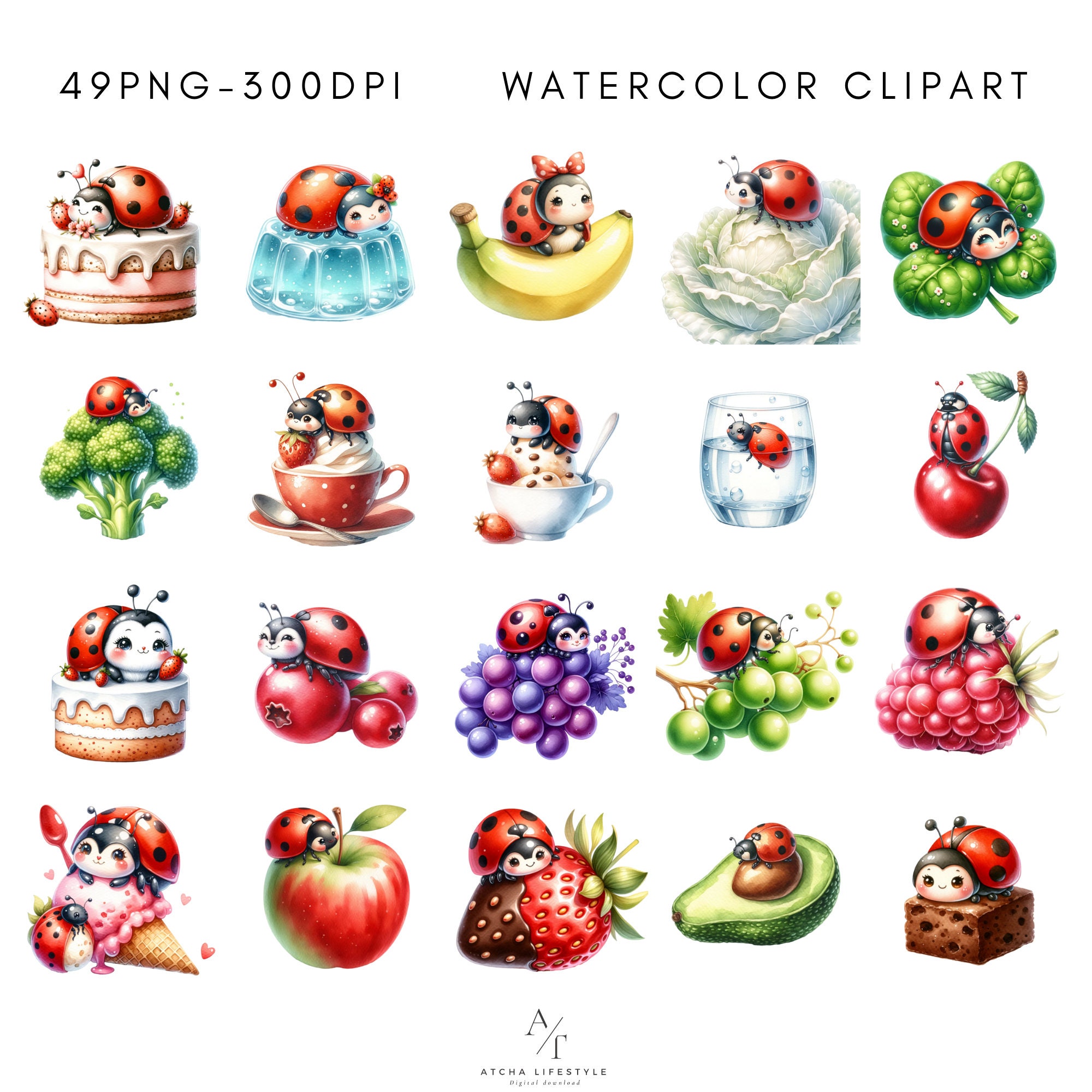 Ladybug Watercolor Clipart, Watercolor Ladybug, Ladybug Clipart, Spring ...