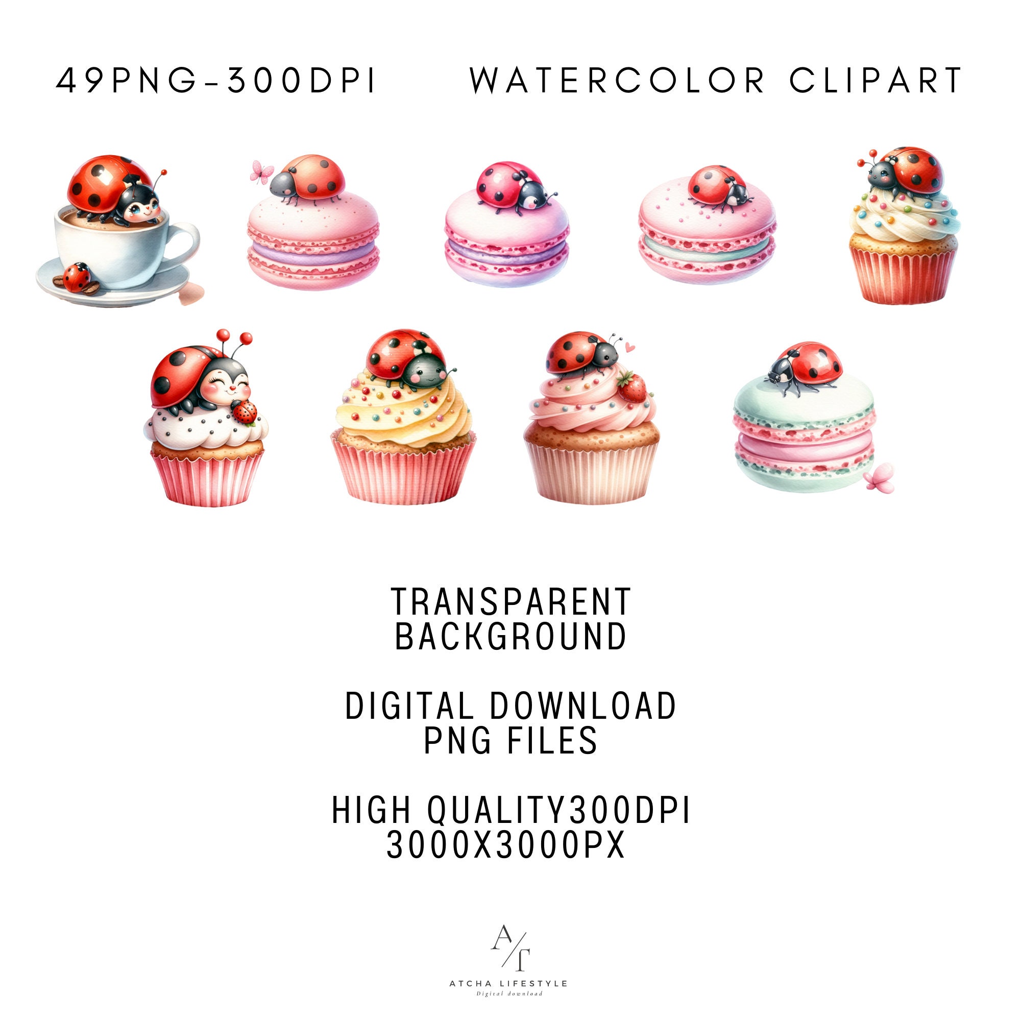 Ladybug Watercolor Clipart, Watercolor Ladybug, Ladybug Clipart, Spring ...