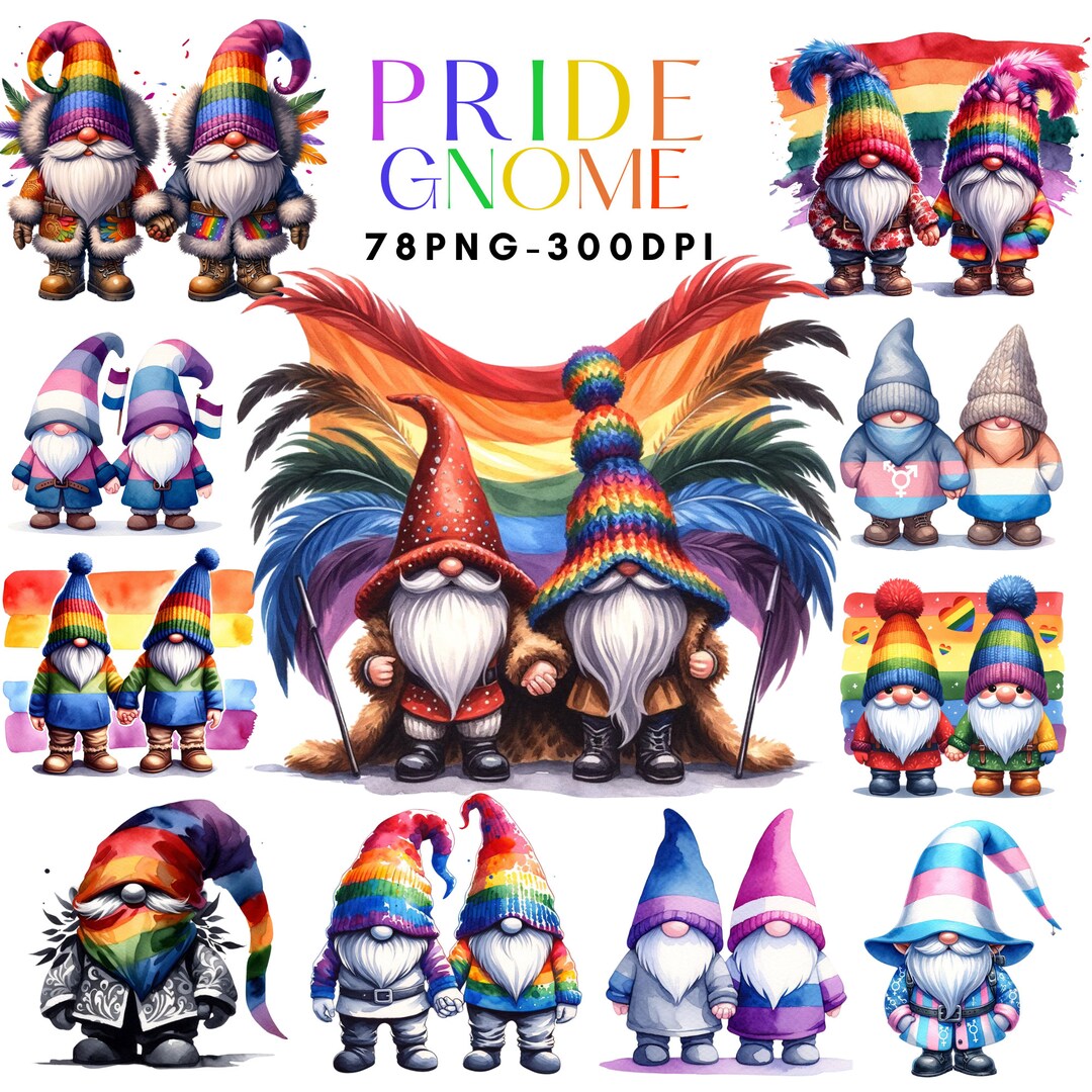 Pride Month Gnome Watercolor Clipart, LGBTQ Gnome PNG, Gnome Clipart ...