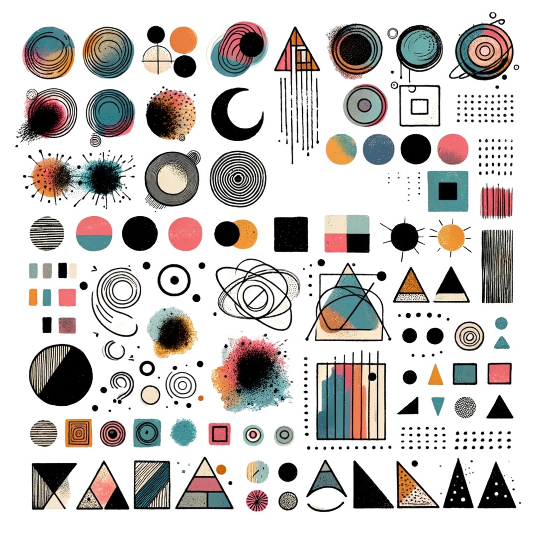 Modern Abstract Shapes Bundle Clipart,geometric Shapes Bundle PNG Jpg ...