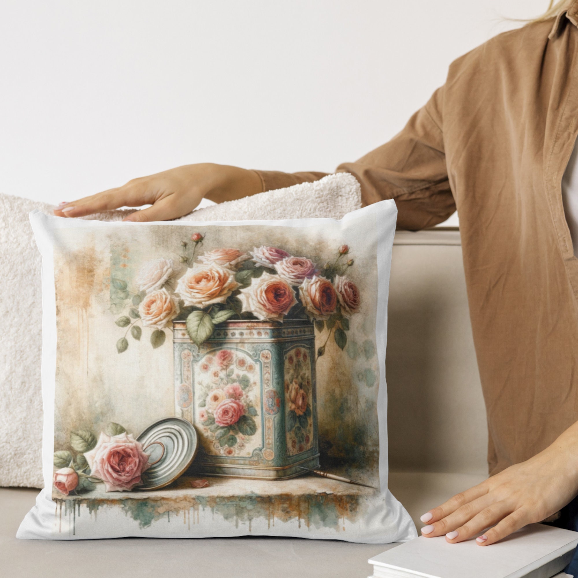 Shabby Chic Cans and Roses Clipart Bundle, 12jpgs, Watercolor Jpgs ...