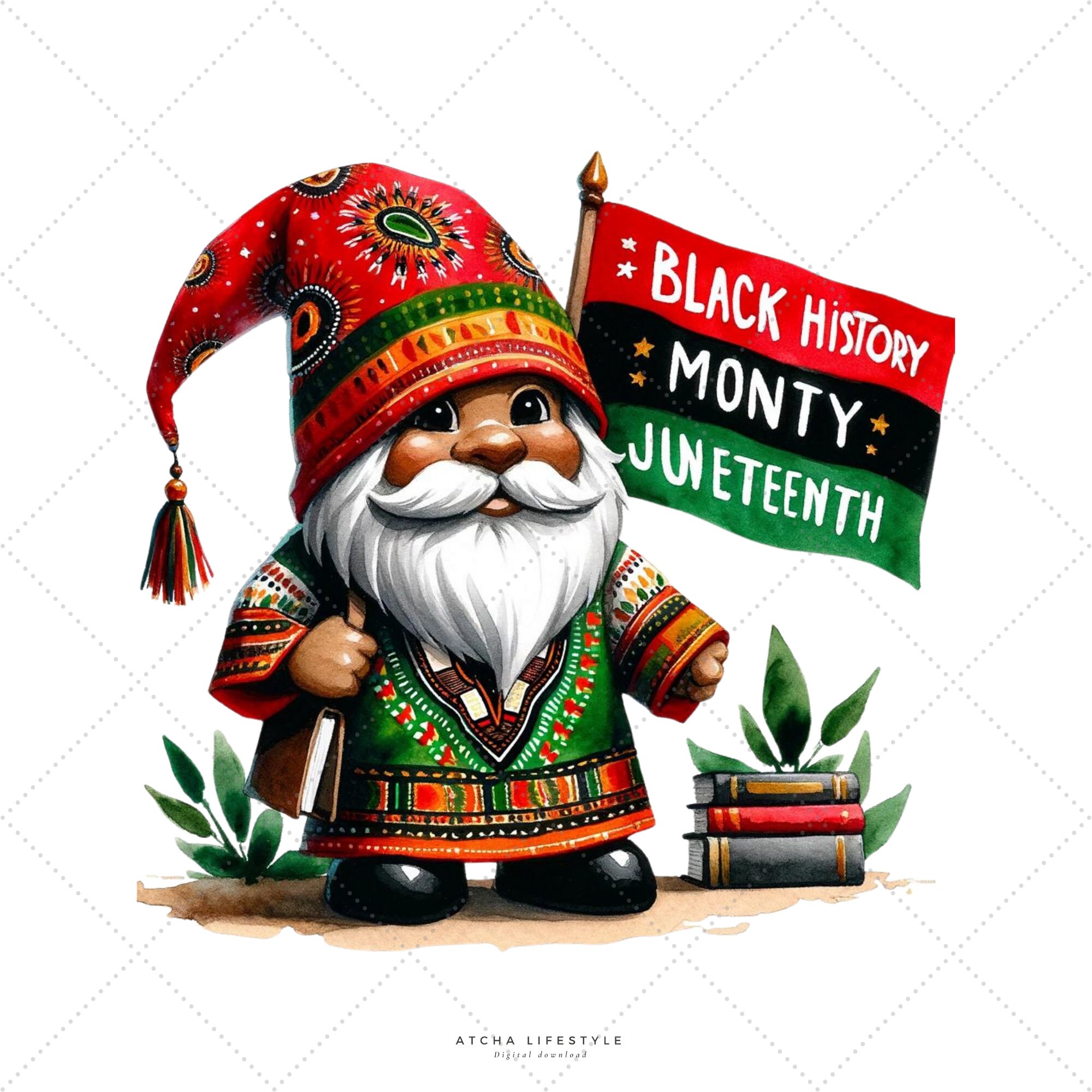 Watercolor Juneteenth Gnome Png Clipart, Black History Month, African ...